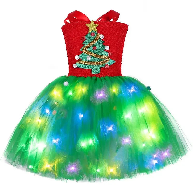 Girls LED Light Up Sparkling Christmas Dress – Little Miss Diva